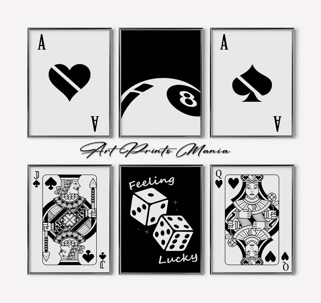 Set of 6 Ace Card Print Black Ace Card Poster Set Aesthetic - Etsy