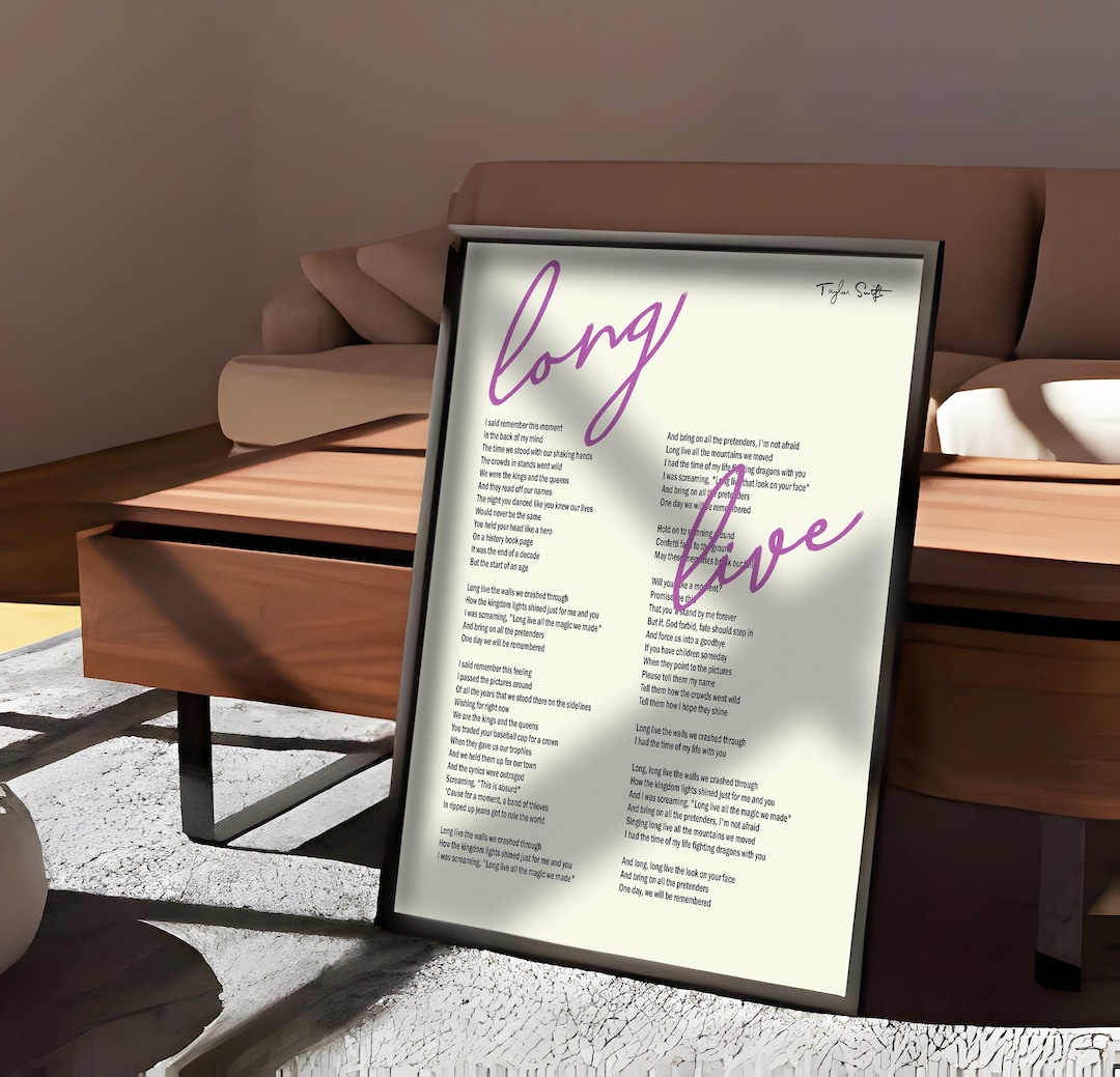 Taylor Swift Long Live Lyrics Digital Print, Taylor Swift Song Lyrics ...