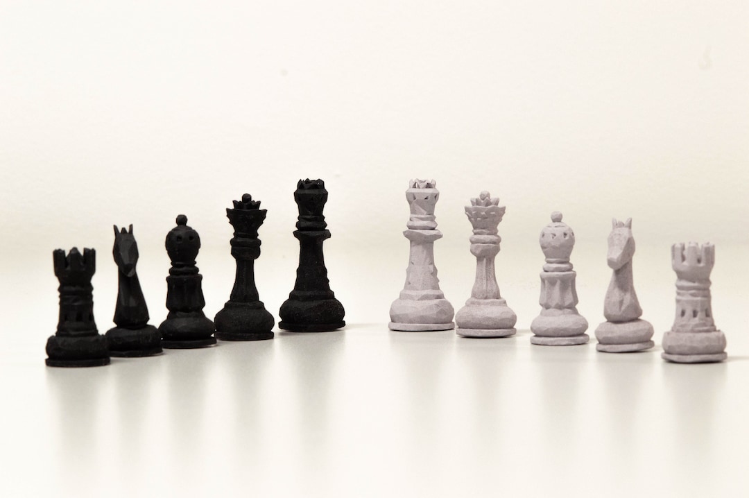 Minimalist Low Poly Chess Pieces - Stone Effect Collection - Etsy