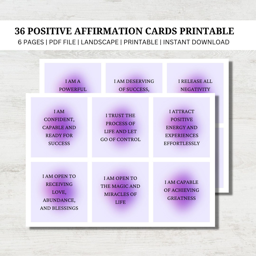 Printable 36 Positive Affirmation Cards 36 Uplifting Positive - Etsy