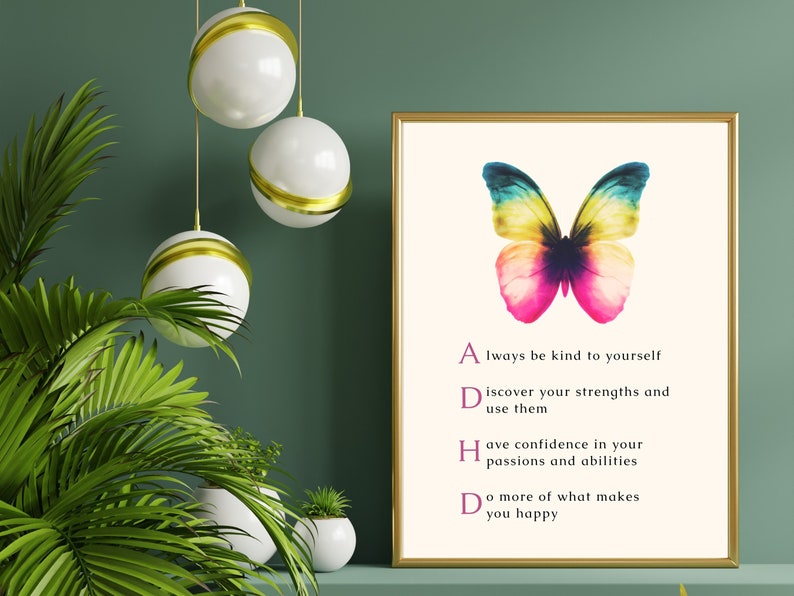 ADHD Printable Rainbow Infinity Symbol Butterfly Art Poster - Etsy
