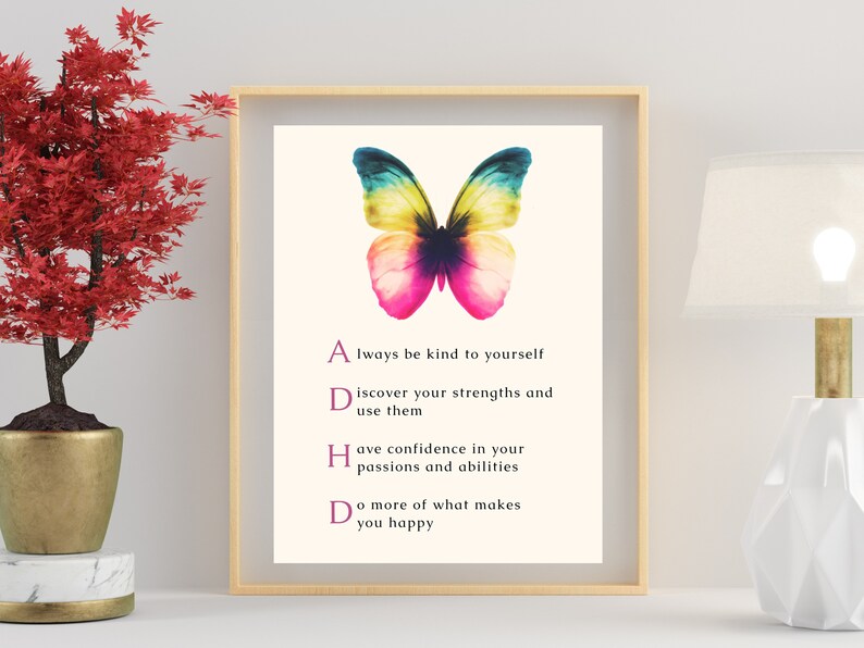 ADHD Printable Rainbow Infinity Symbol Butterfly Art Poster - Etsy