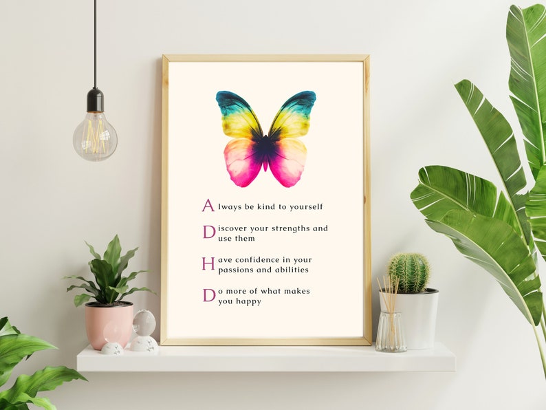 ADHD Printable Rainbow Infinity Symbol Butterfly Art Poster - Etsy