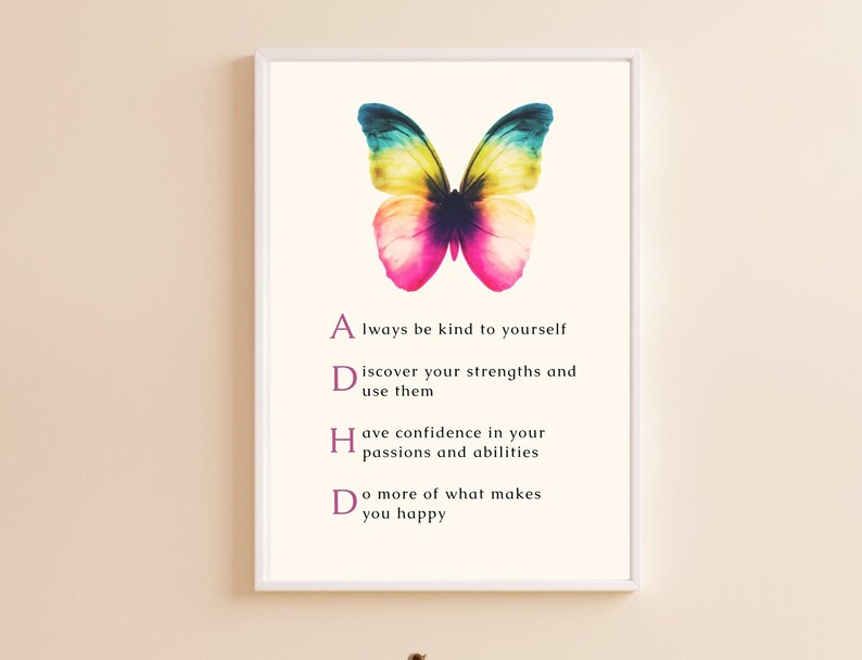 ADHD Printable Rainbow Infinity Symbol Butterfly Art Poster - Etsy