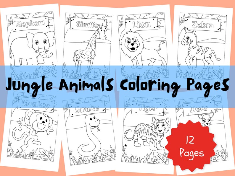 Jungle Animals Printable Coloring Pages for Kids, Toddlers ...