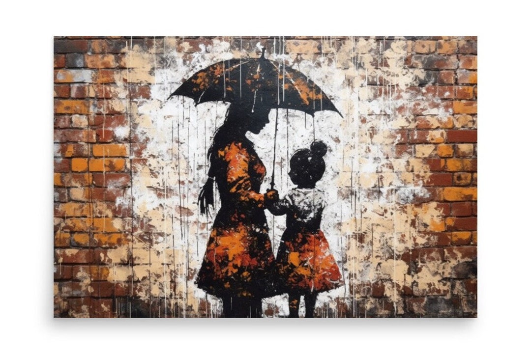 Banksy-style Mother & Child Graffiti Poster (premium Print) - Etsy