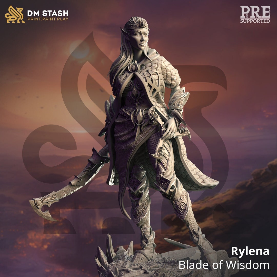 Rylena, High Elf Spellblade Miniature | DM Stash | Character Miniature ...