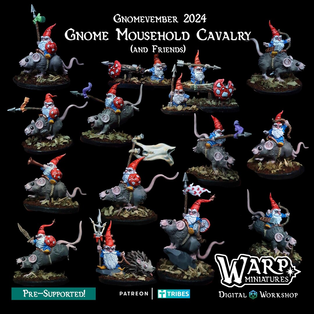Gnome Army Mousehold Cavalry Miniatures | Warp Miniatures | Tabletop ...