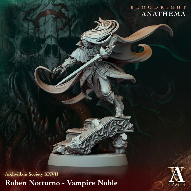 Roben Notturno, Vampire Noble Miniature | Archvillain Games - Etsy