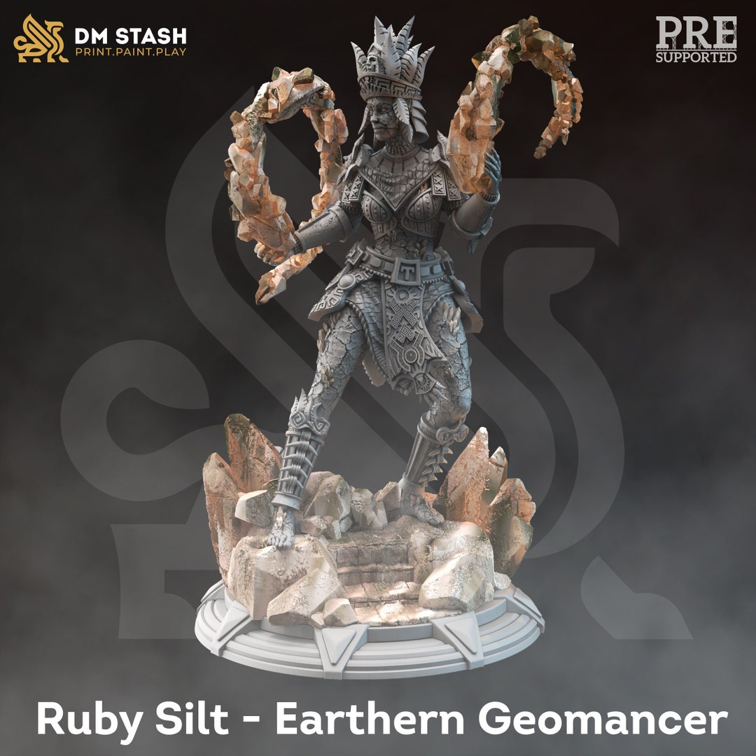 Ruby, Earth Genasi Geomancer Miniature | DM Stash | Character Miniature ...