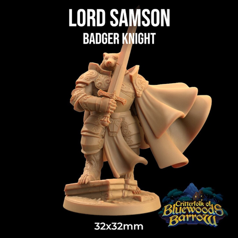 Lord Samson, Badger Knight Miniature | Dragon Trappers Lodge - Etsy