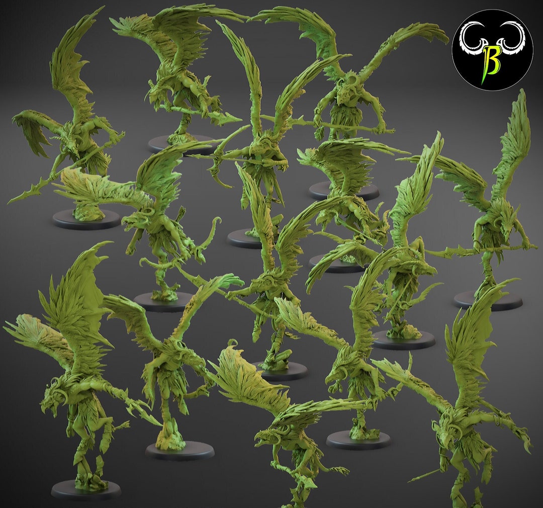 Avian Hunters Squad Miniatures (w/ Bases) | Clay Beast Creations ...