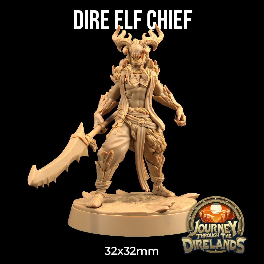 Dire Elf Chief Miniature | Dragon Trappers Lodge - Etsy