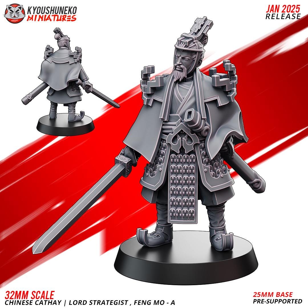 Chinese Cathay Lord Strategist Miniatures (w/ Base) | Kyoushuneko Minis ...