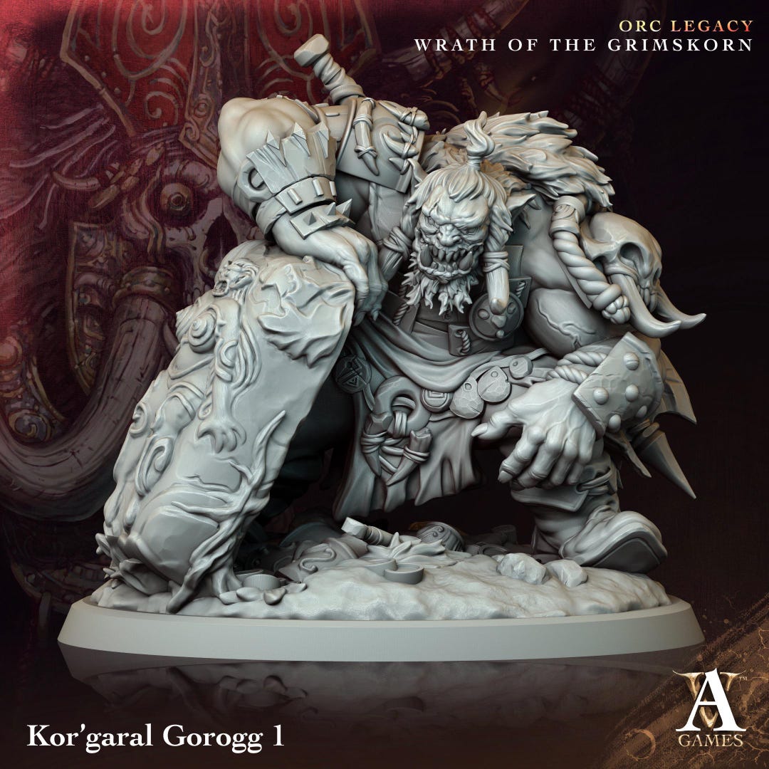 Kor'garal Gorogg Orcs Miniatures (set of 4 Unique) | Archvillain Games ...