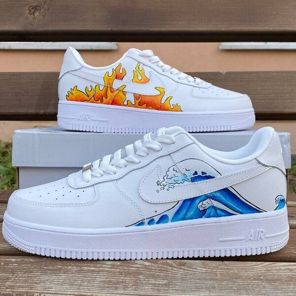 Custom Fire Sneakers - Etsy