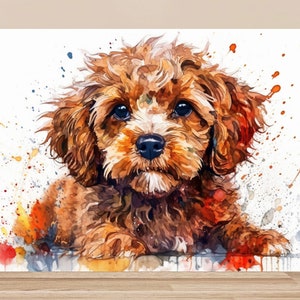 Cute Cavapoo Poster Print. Unframed Abstract Colourful Puppy Art Gift ...