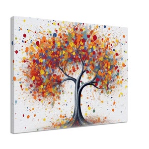 Colorful Rainbow Tree Framed Canvas Wall Art Picture Print - Nature ...