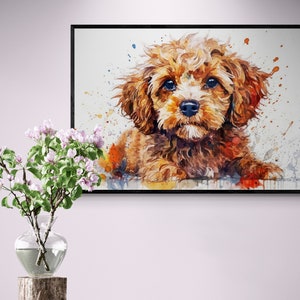 Cute Cavapoo Poster Print. Unframed Abstract Colourful Puppy Art Gift ...