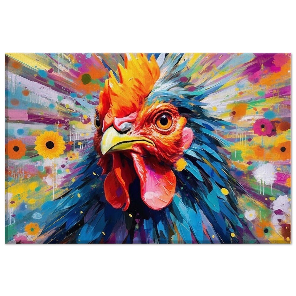 Colorful Rooster Canvas Wall Art Print Picture for Farmers - Etsy