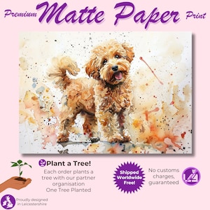 Cute Cockapoo Canvas / Poster Print. Colourful Watercolour Happy Doodle ...