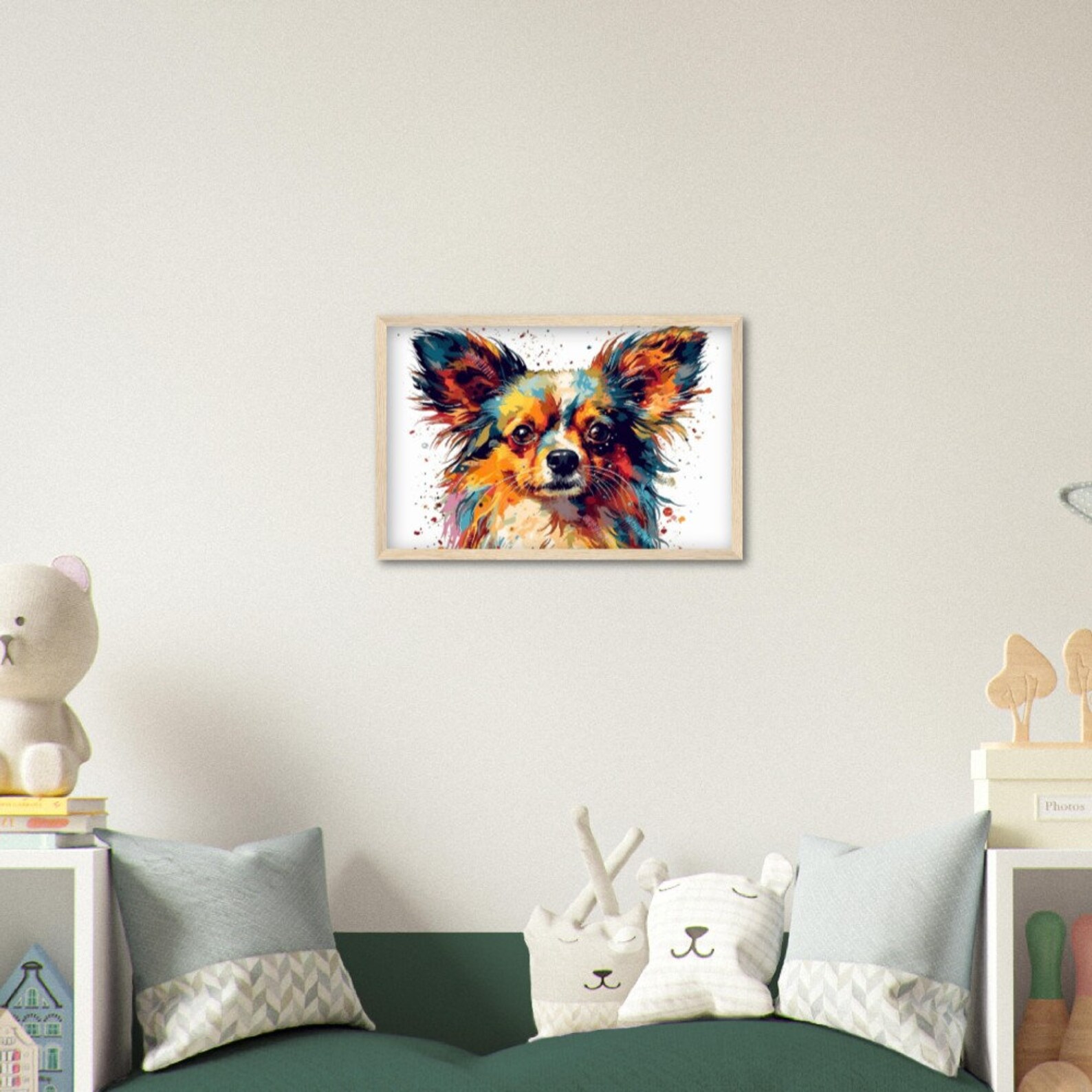 Watercolor Papillon Dog Framed Wall Art Ready to Hang Home Decor Gift ...