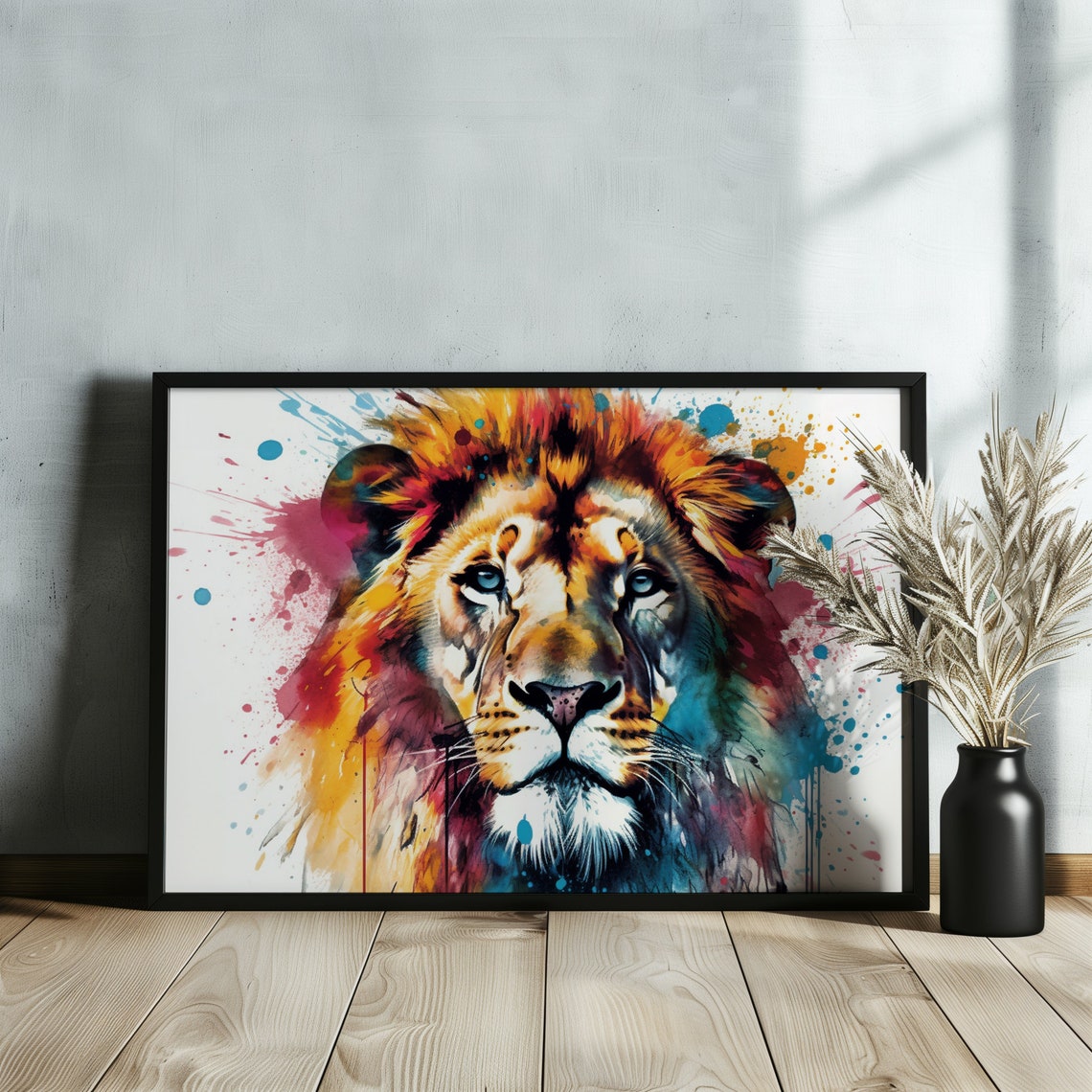 Watercolour Lion Poster Print. Colourful Wildlife Wall Decor Gift for ...