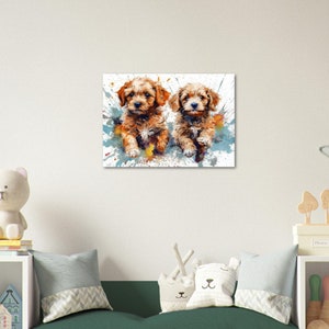 Cute Cavapoo Puppies Watercolor Poster Print | Colorful Wall Art Gift ...