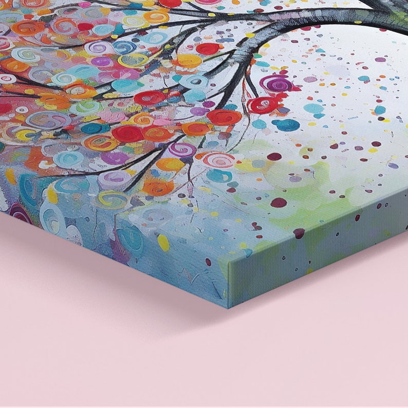 Colorful Rainbow Tree on Canvas. Multicolor Wall Art Picture Print ...