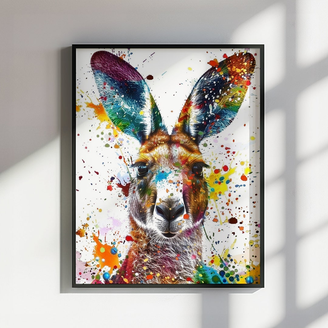 Paint Splash Kangaroo Poster Print. Abstract Watercolour Wall Decor ...