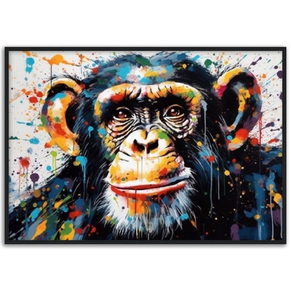Incredible Father Chimp Watercolor Wall Art Watercolour Framed Poster ...