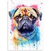 Pug Poster Free Shipping Colorful Watercolor Print, Animal Wall Art ...