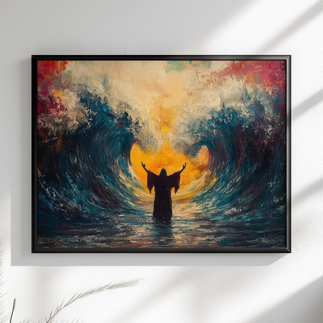 Moses Parting the Red Sea Wall Art. Unframed Print or Canvas. Biblical ...