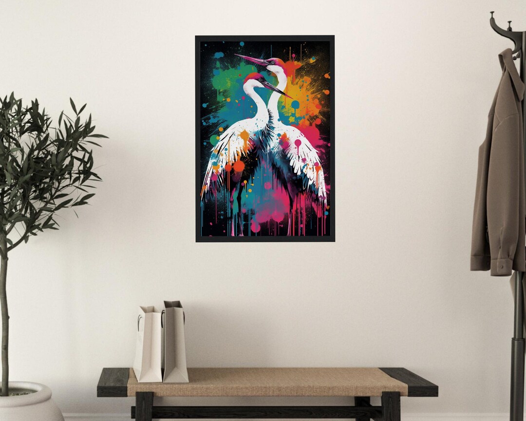 Abstract Cranes in Love Print Colorful Valentine's Day Gift, Japanese ...