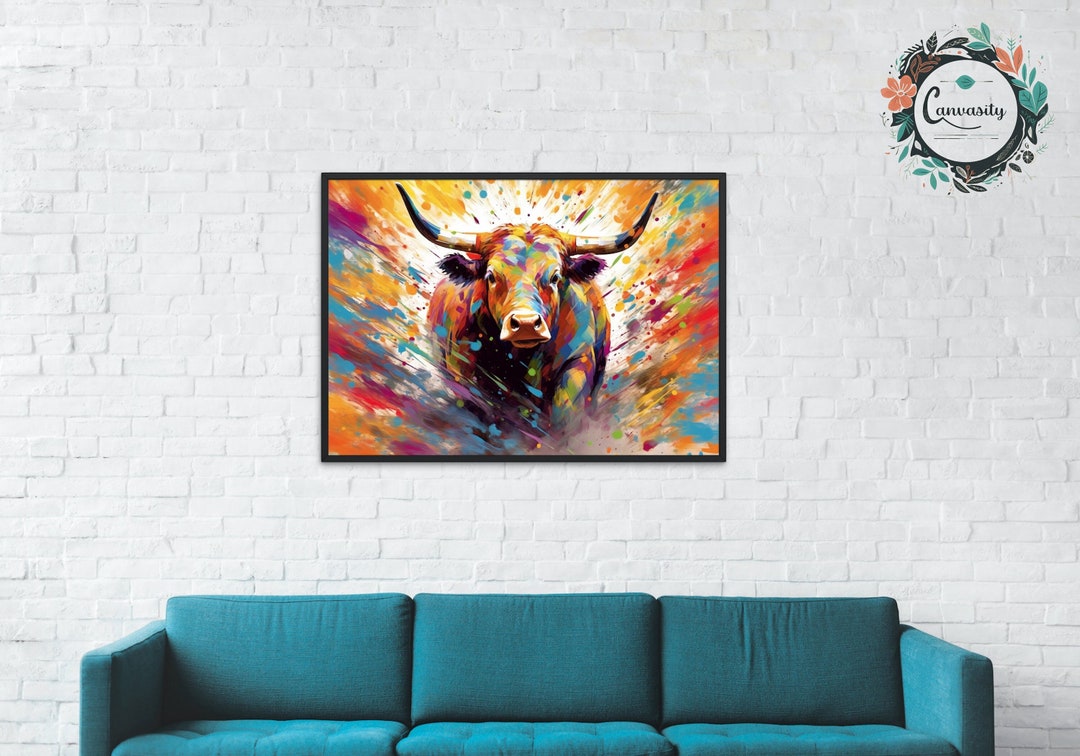 Charging Bull Poster Free Shipping Colorful Animal Wall Art Print Gift ...