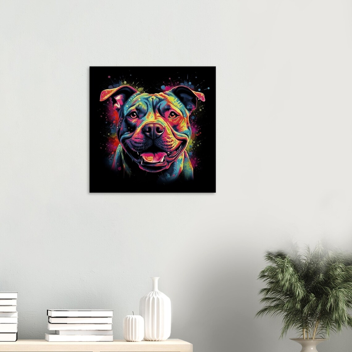 Staffordshire Bull Terrier Canvas Print. Unique Abstract Colourful ...