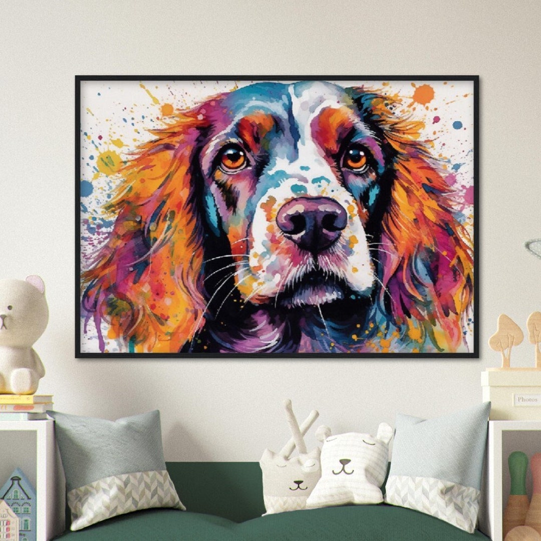 Cocker Spaniel Wall Art - Cute and Colorful Framed Watercolor Painting ...