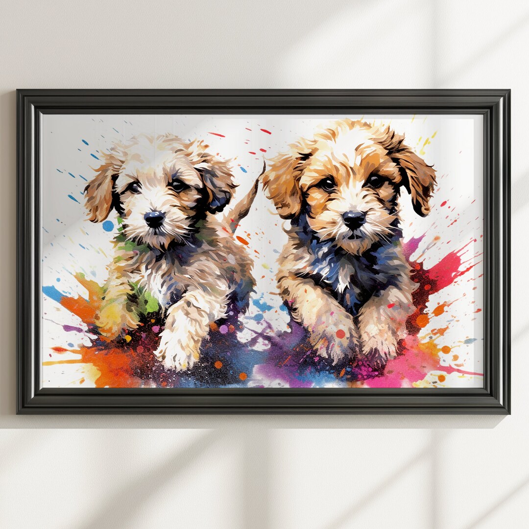 Cockapoo Puppies Watercolour Poster Print. Colourful Wall Decor Gift ...