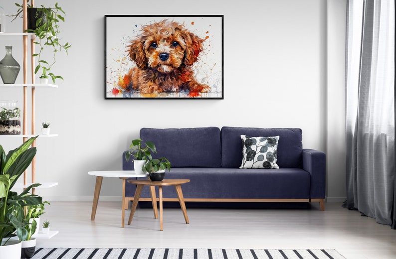 Cute Cavapoo Poster Print. Unframed Abstract Colourful Puppy Art Gift ...