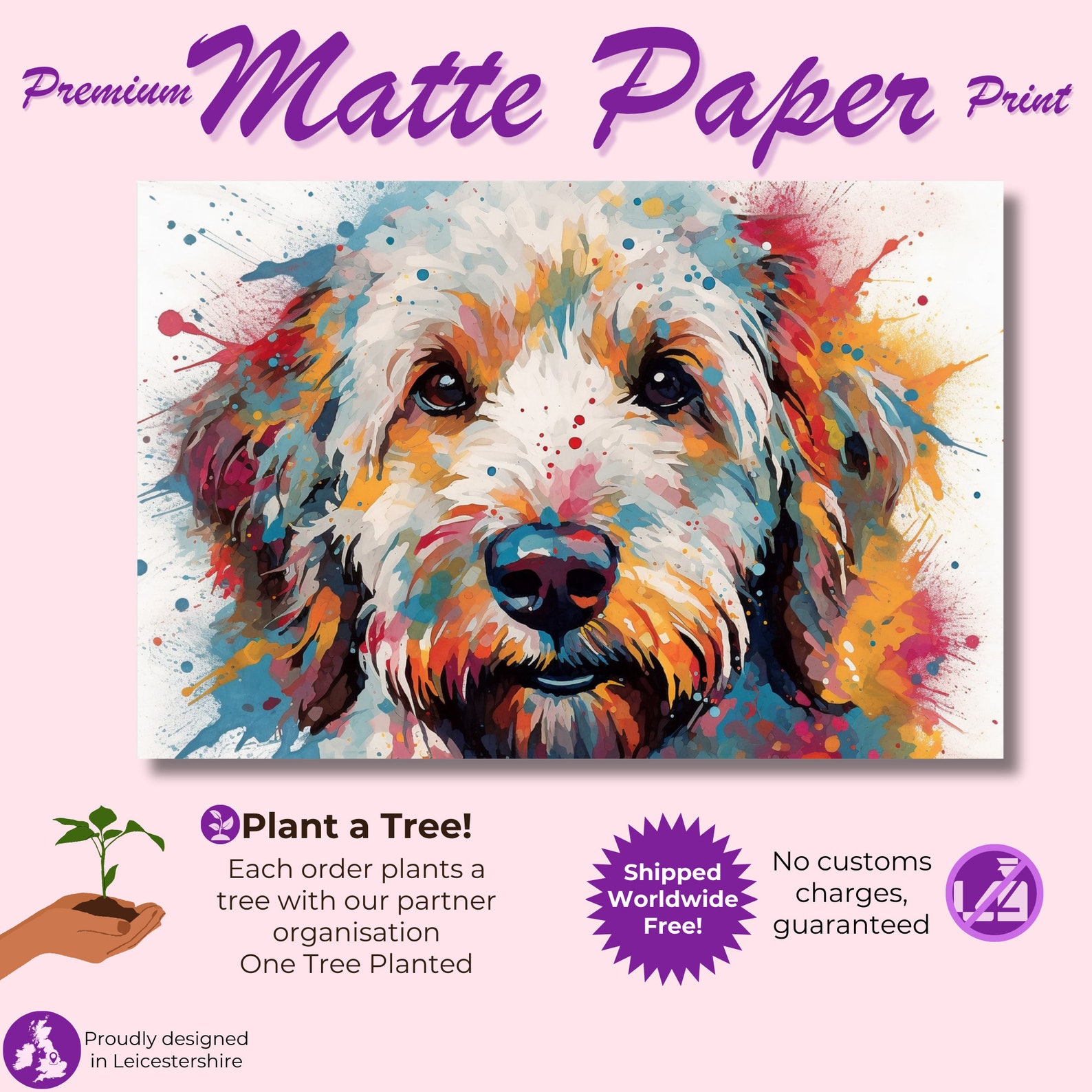 Labradoodle / Goldendoodle Poster Print. A Unique Colouful Present for ...