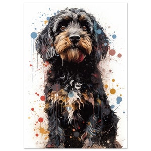 Black & Tan Cockapoo Poster Print. Watercolor Dog Art. Painting Gift ...