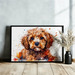 Cute Cavapoo Poster Print. Unframed Abstract Colourful Puppy Art Gift ...