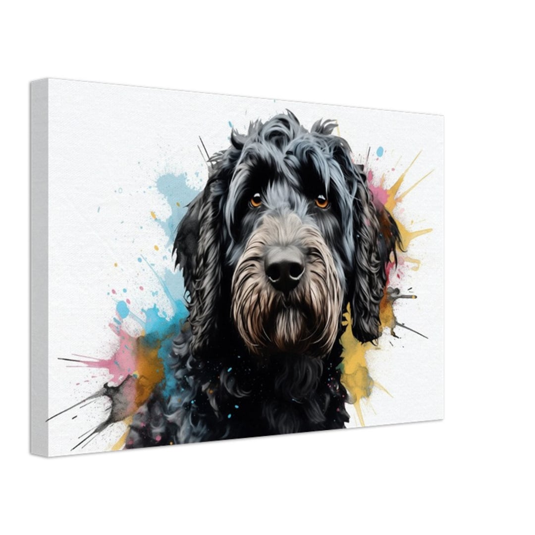 Black Labradoodle / Goldendoodle Canvas. Colorful Wall Art Print ...