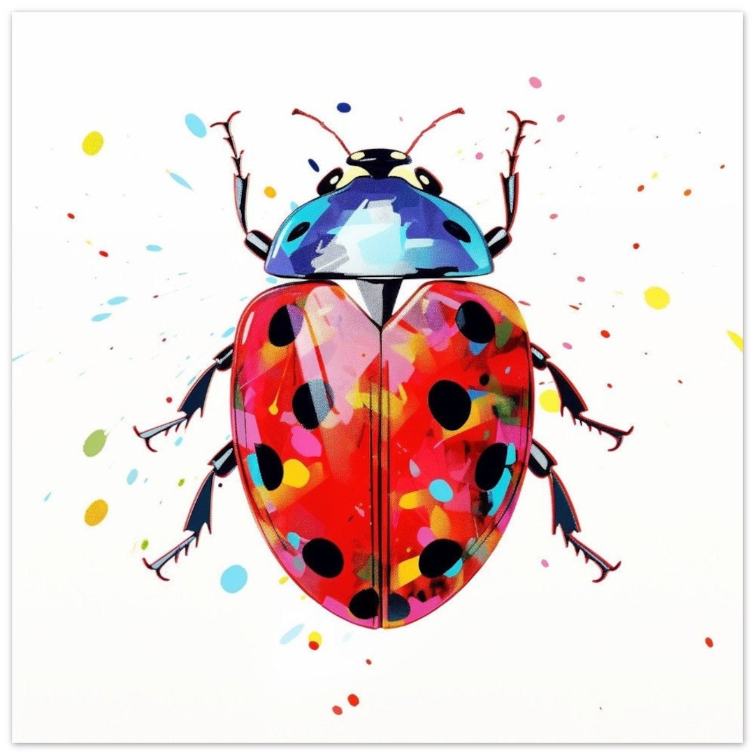 Abstract Ladybug Colorful Art Print, Ladybird Painting Poster ...