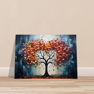 Abstract Tree of Life Canvas. Love Heart Boho Painting Valentine's Day ...