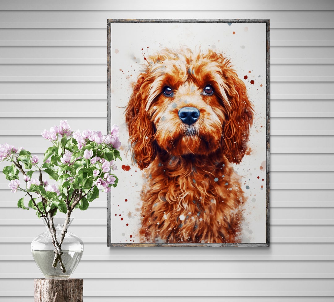 Colourful Cavapoo Print. Abstract Watercolour Dog Art Portrait Poster ...