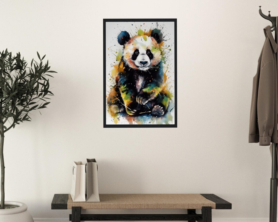 Watercolor Baby Panda Poster Print - Cute Nursery Kids Room Rainbow Art ...