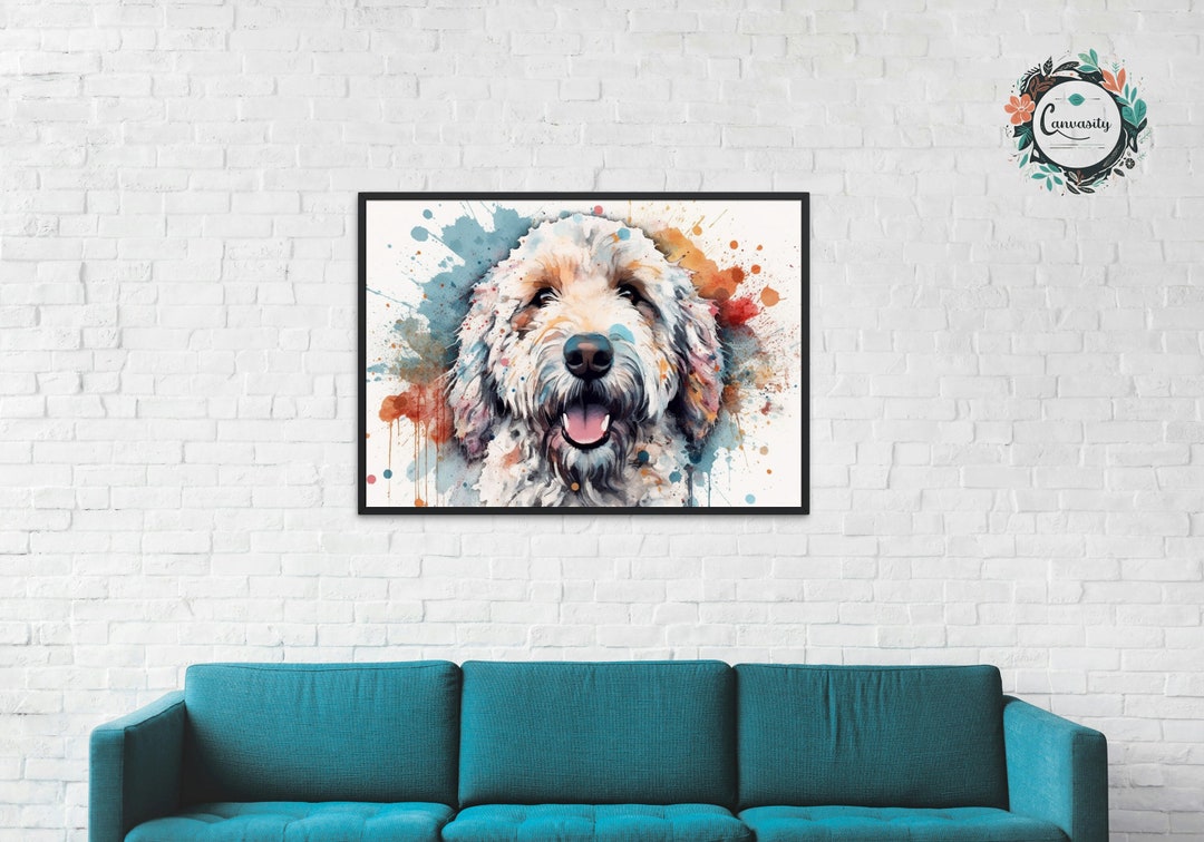 White Labradoodle / Cream Goldendoodle Poster Print. Watercolor ...