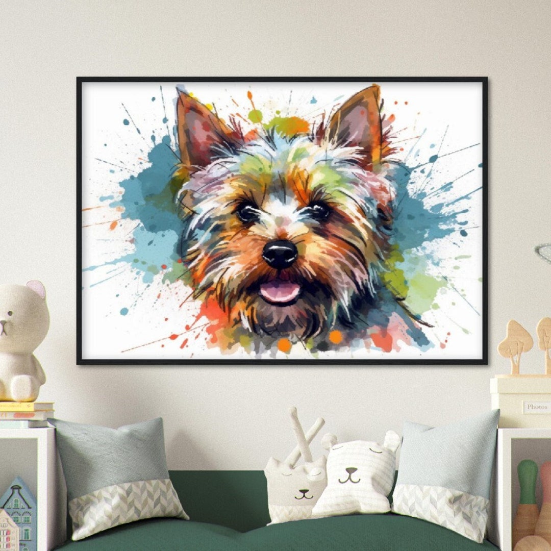 Watercolor Yorkshire Terrier Framed Wall Art Ready to Hang Home Decor ...