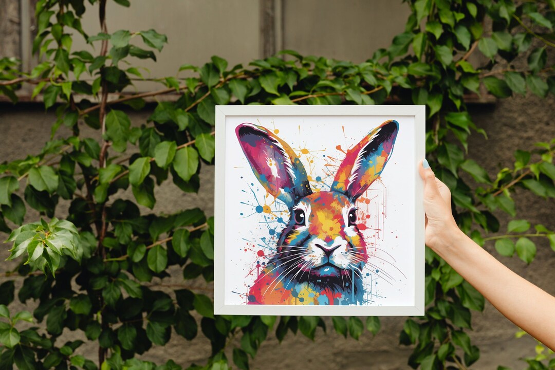 Abstract Watercolor Bunny Rabbit Print - Unframed Colorful Hare ...
